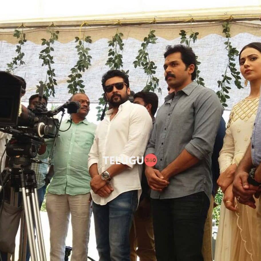 Karthi movie opening photos, Karthi Rakul movie pooja ceremony photos