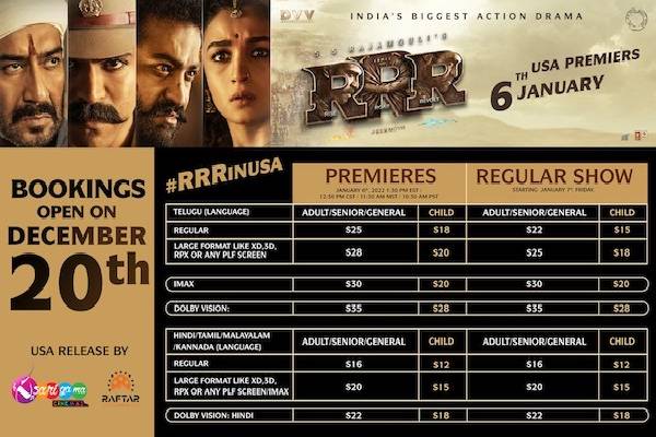The massive USA ticket booking for RRR opens on 20th Dec - Telugu360